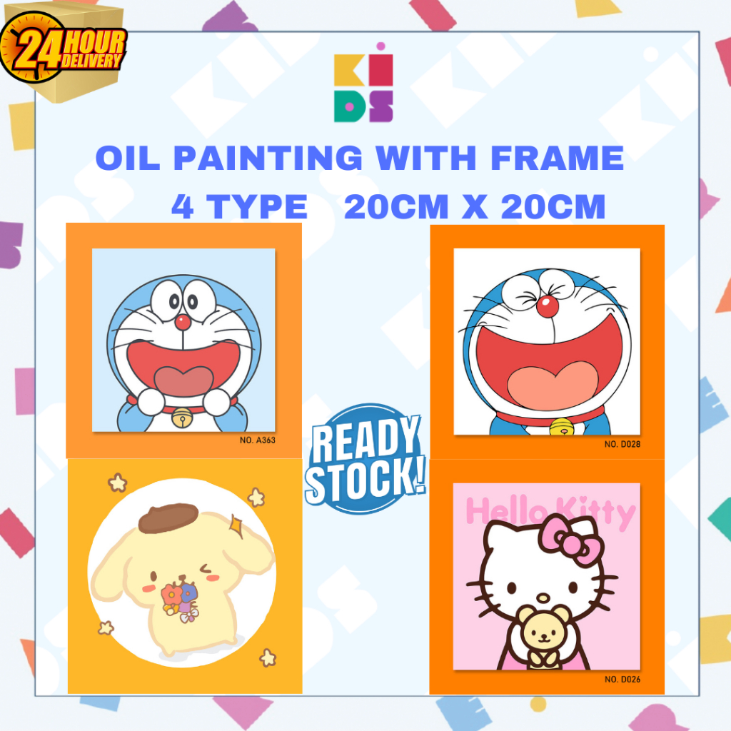 20x20cm Framed Canvas Sanrio Paint DIY Oil Painting By Number Children ...