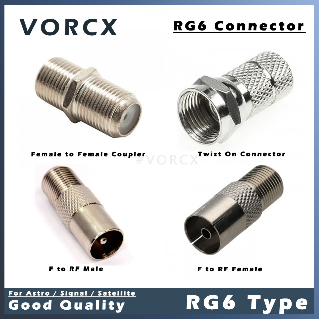 (10pcs) RG6 F Type Astro Satellite Connector Twist On Coupler RF Male ...