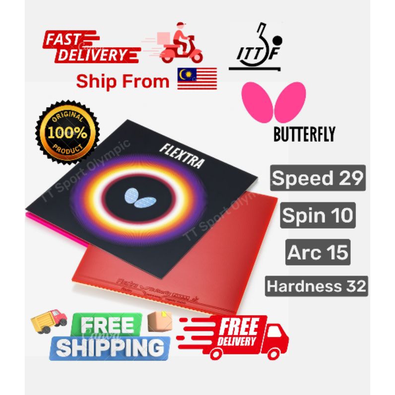 Butterfly Flextra Table Tennis Rubber 蝴蝶套胶 Speed Spin Control 运动 TT ...