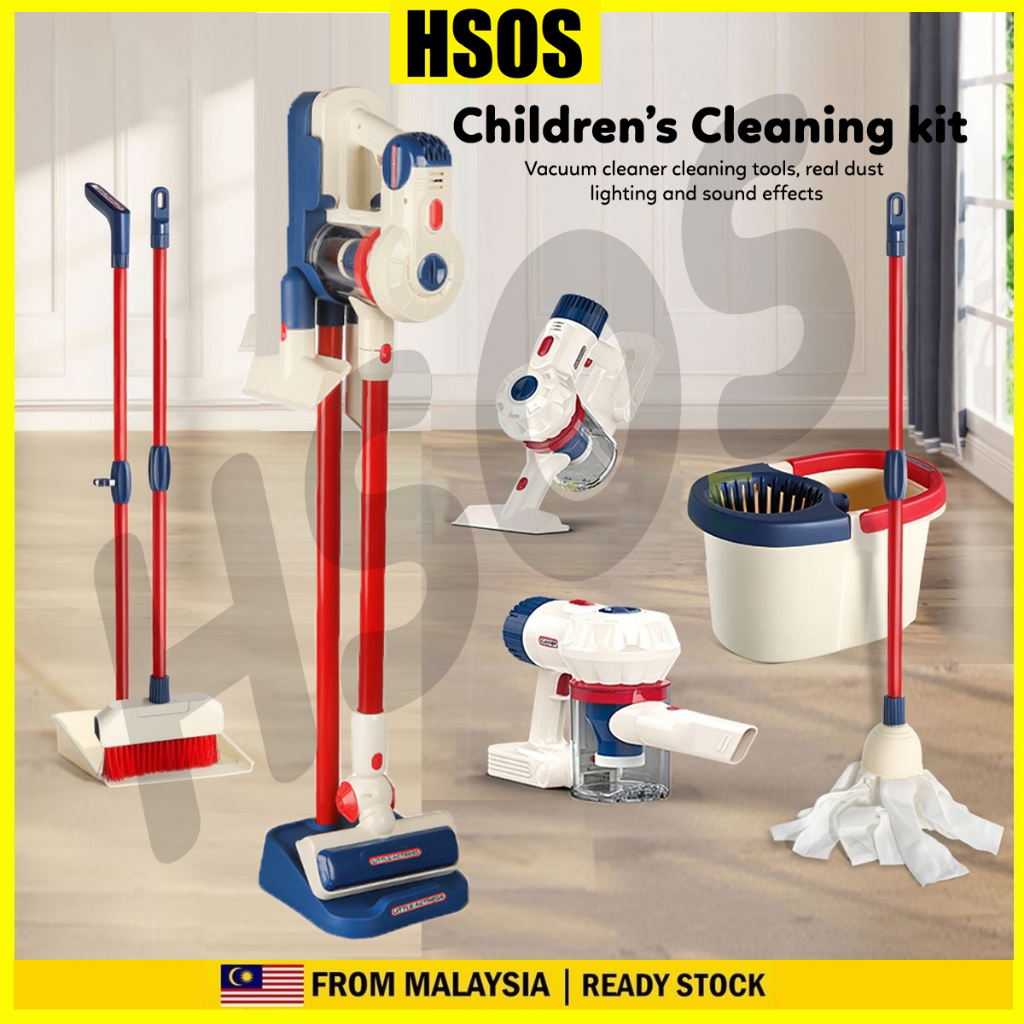 Kids Pretend Play Cleaning Toys Vacuum Cleaner Floor Mop Set Robot Toy ...