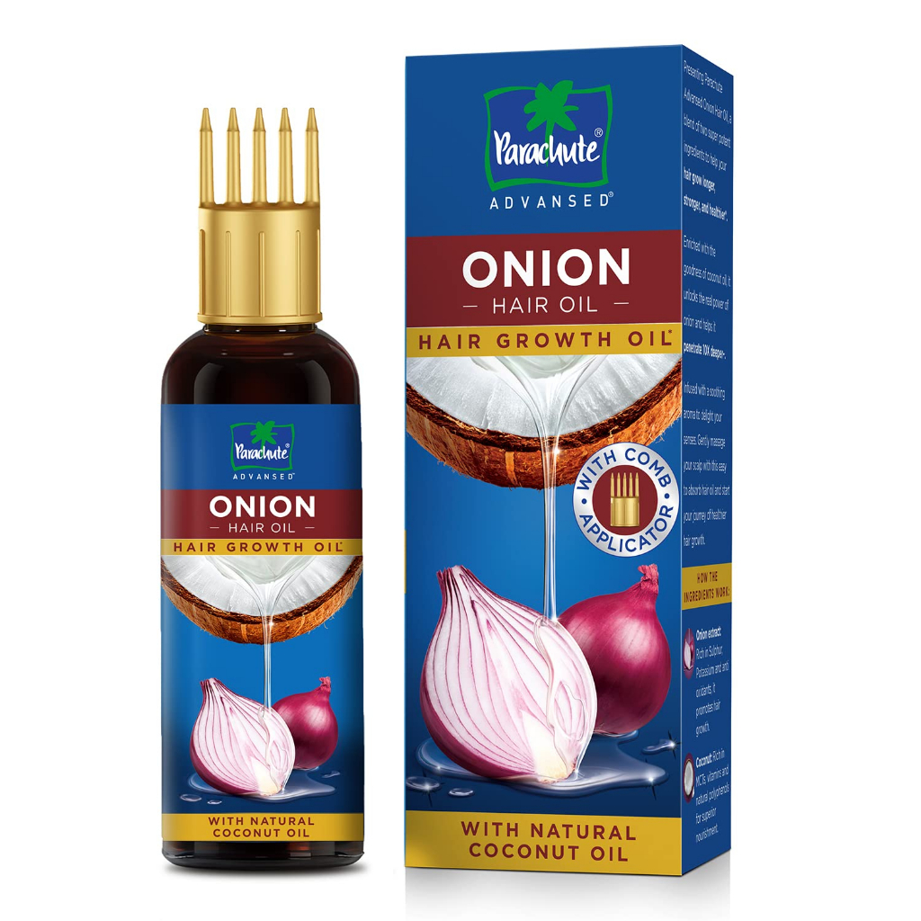 PARACHUTE ADVANSED ONION HAIR OIL WITH HAIR GROWTH OIL AND CURRY LEAVES CONTROL HAIRFALL OIL ...