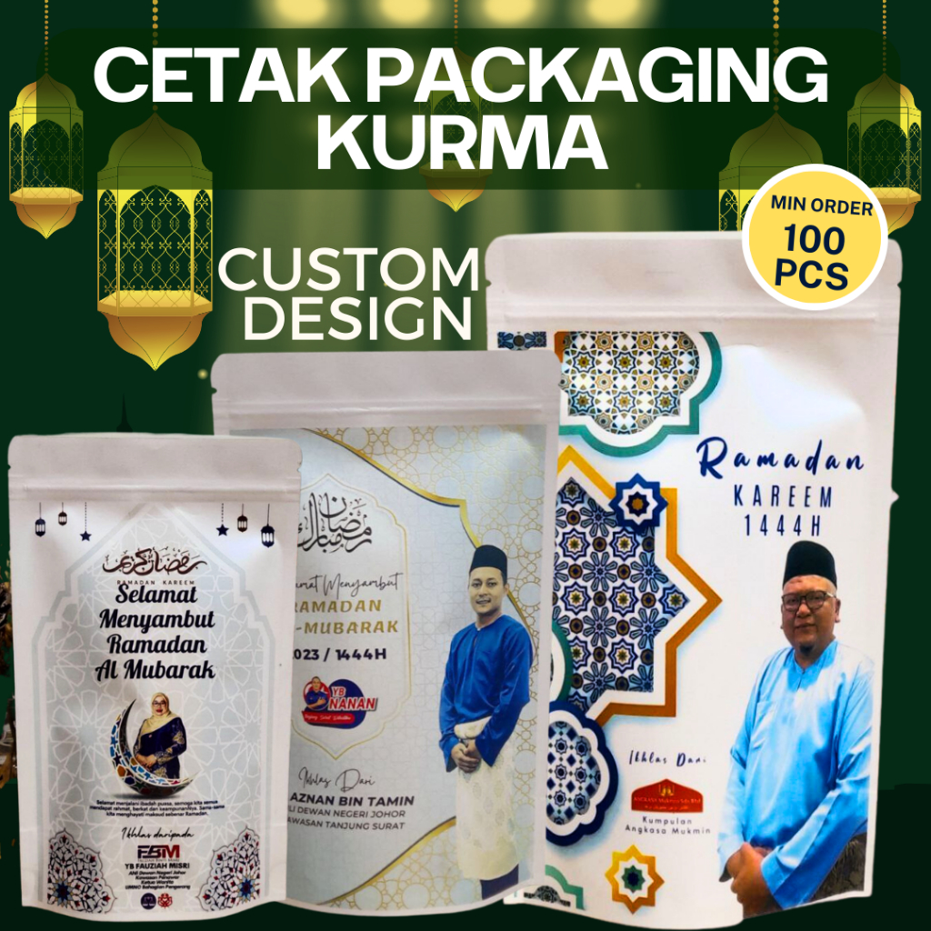 [SAMPLE] CUSTOM CETAK PACKAGING KURMA ZIPLOCK DIRECT PRINT 13x21cm ...