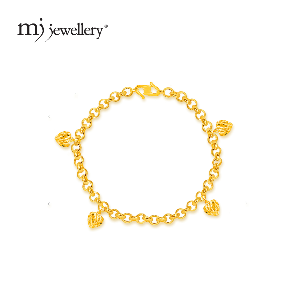 MJ Jewellery 375/9K Gold Bracelet with Love T105 (S Size) | Shopee Malaysia