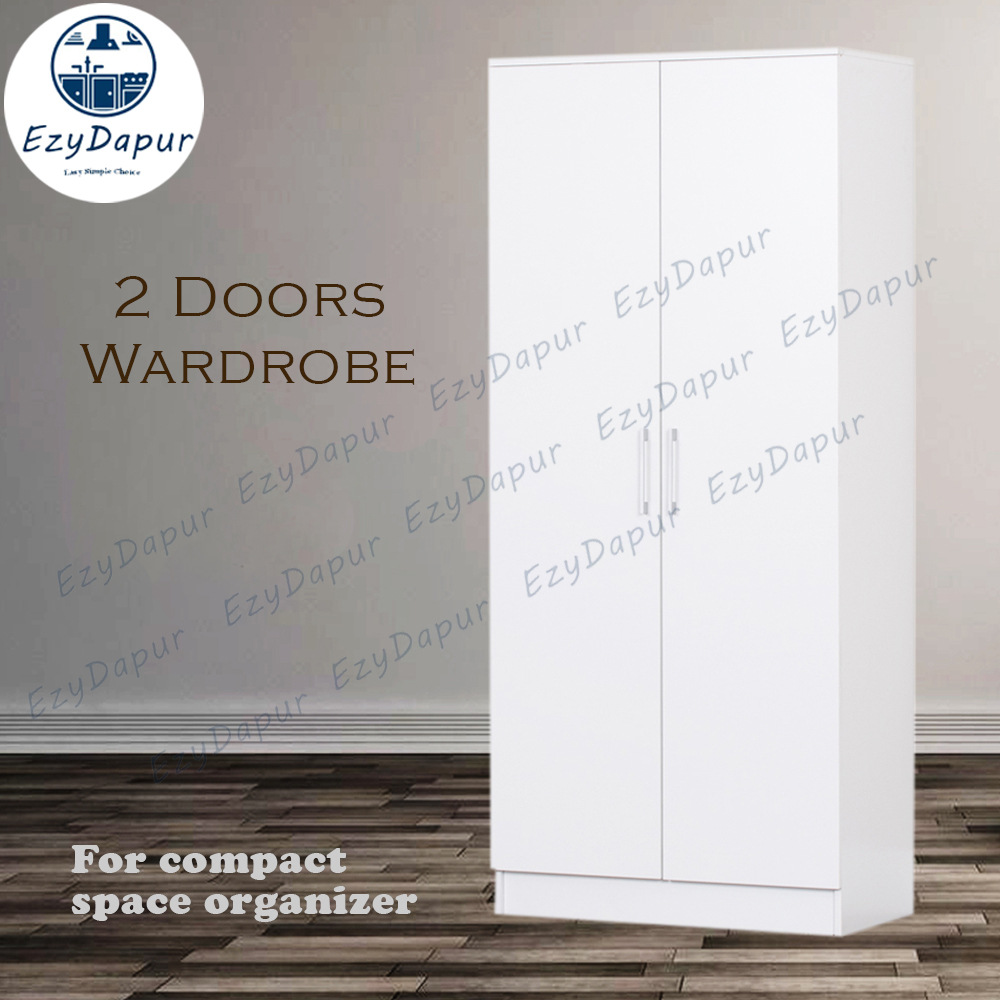 EZYD Simple Modern 2 Doors Wooden Wardrobe with Hanging Rod and ...