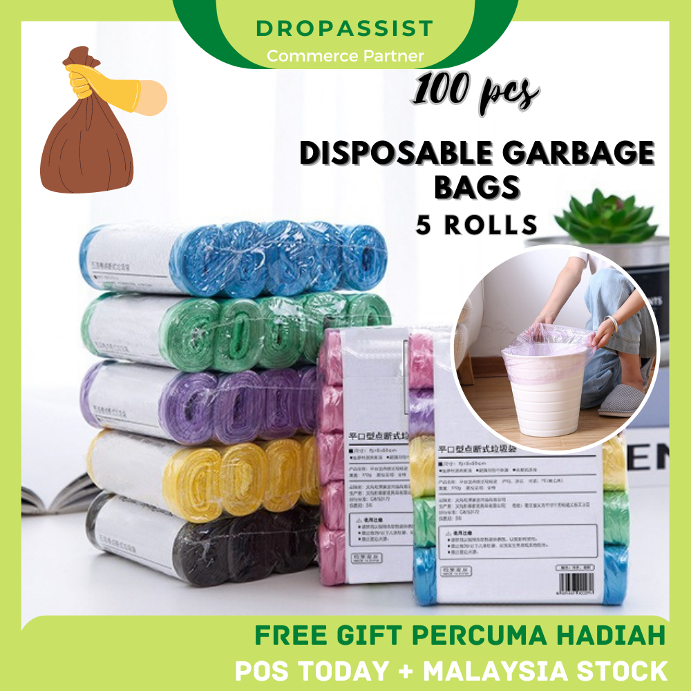 DROPASSIST 1628 Thick Type Household Disposable Garbage Bag 5 rolls ...