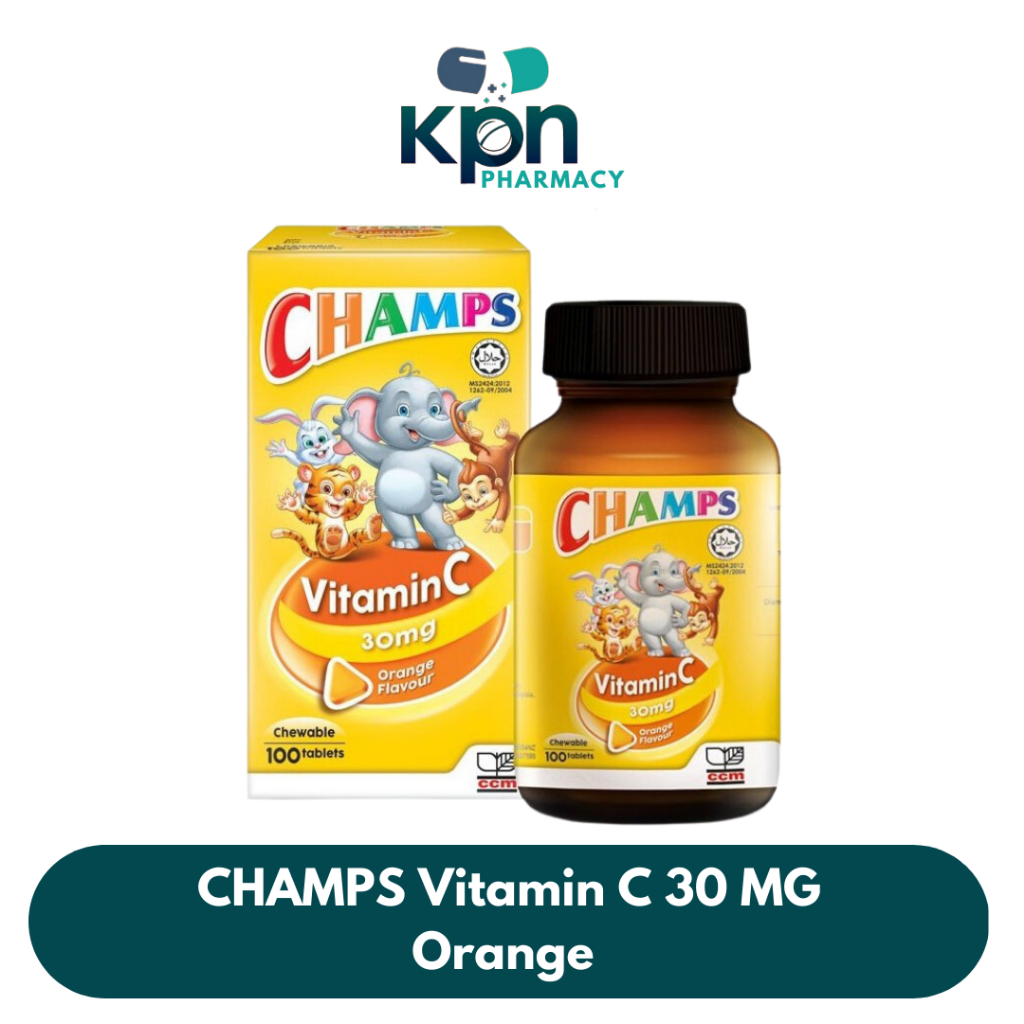 CHAMPS Vitamin C 30 mg 100s/Biji Perisa Anggur/Blackcurrant Orange/Oren ...
