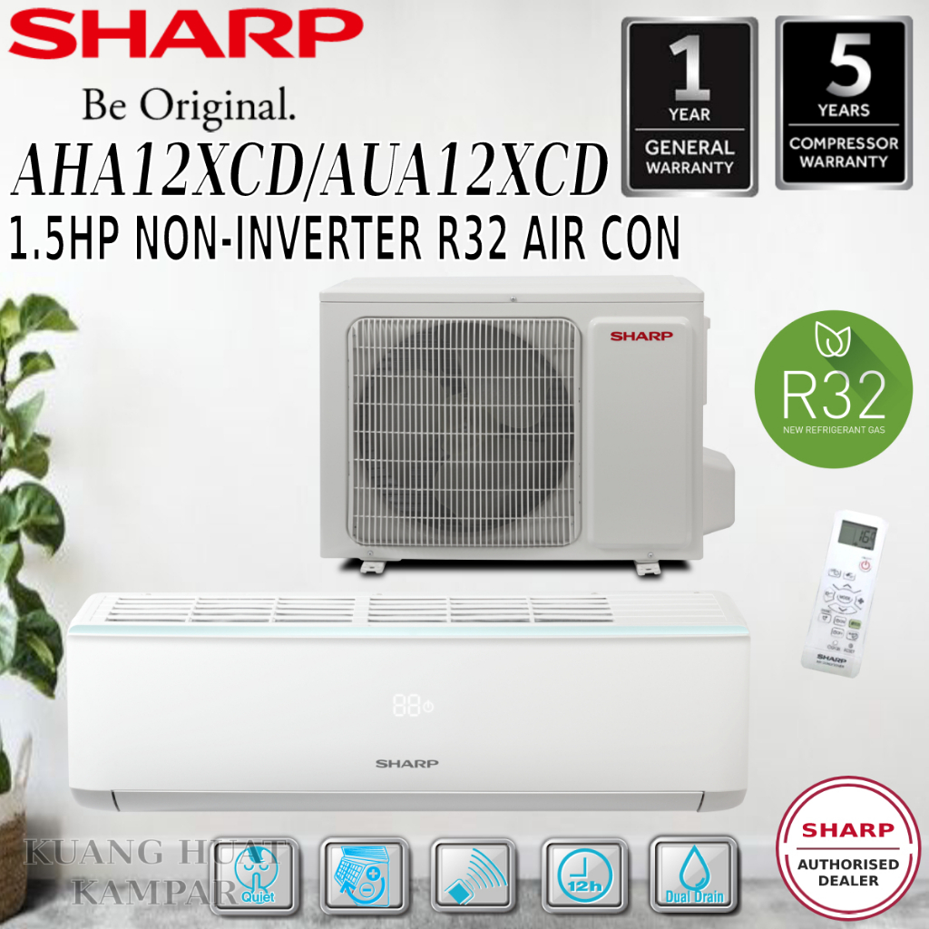 SHARP 1.5HP R32 NON-INVERTER AIR CONDITIONER AHA12XCD // AUA12XCD | Shopee Malaysia