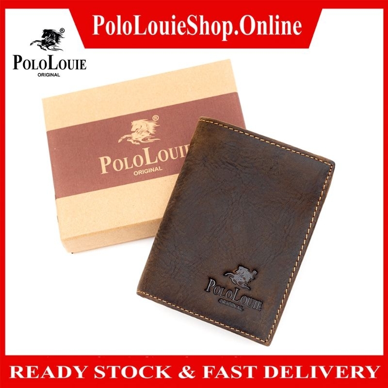 Original Polo Louie Men's Genuine Leather Vertical Bi-Fold Wallet Smart ...