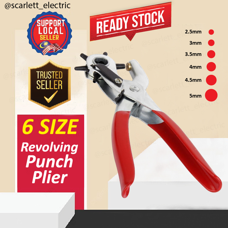 Punch Pliers Belt Leather 6 Holes Eyelet Puncher Revolver Craft ...