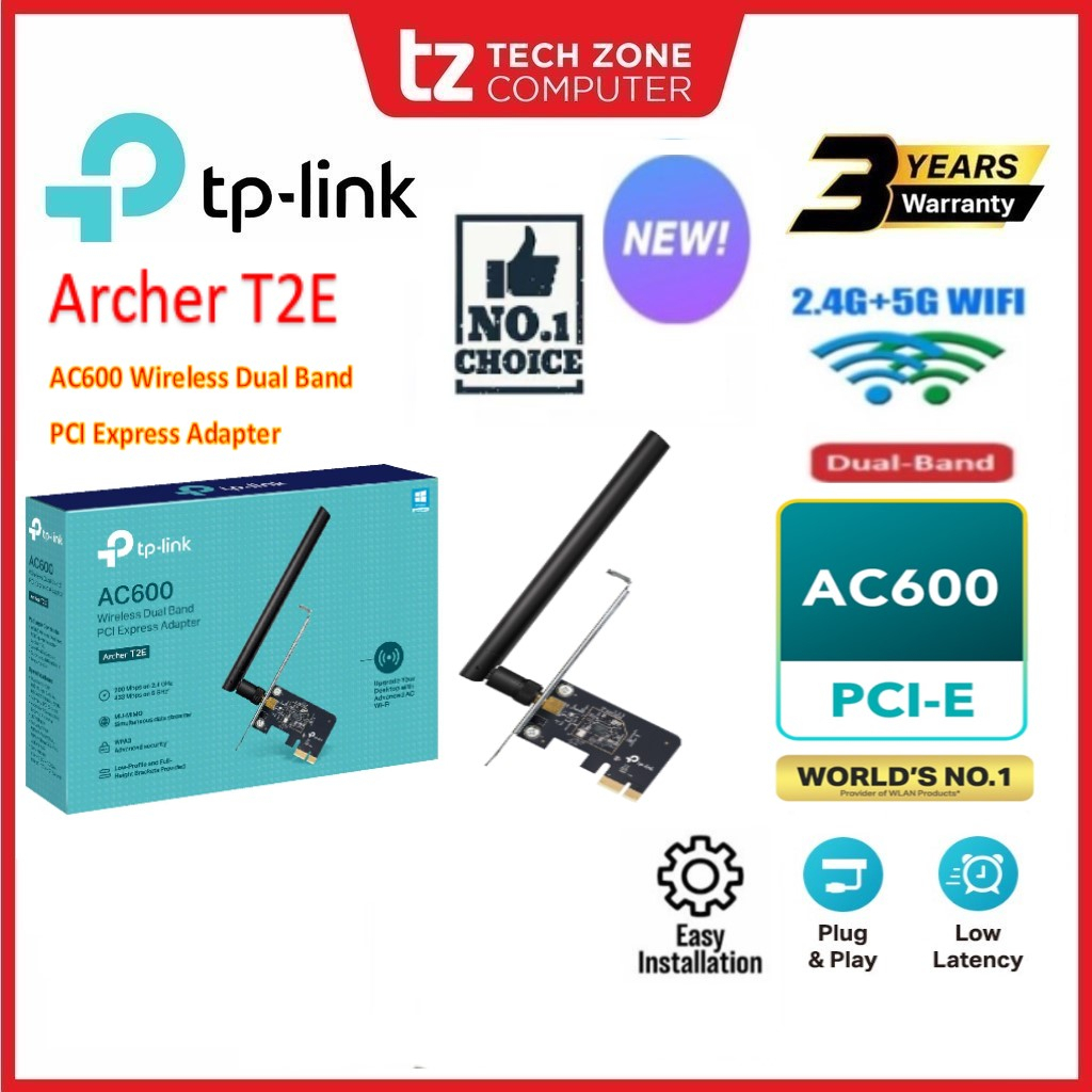 Archer T2E AC600 Wireless Dual Band PCI Express Adapter | Shopee Malaysia