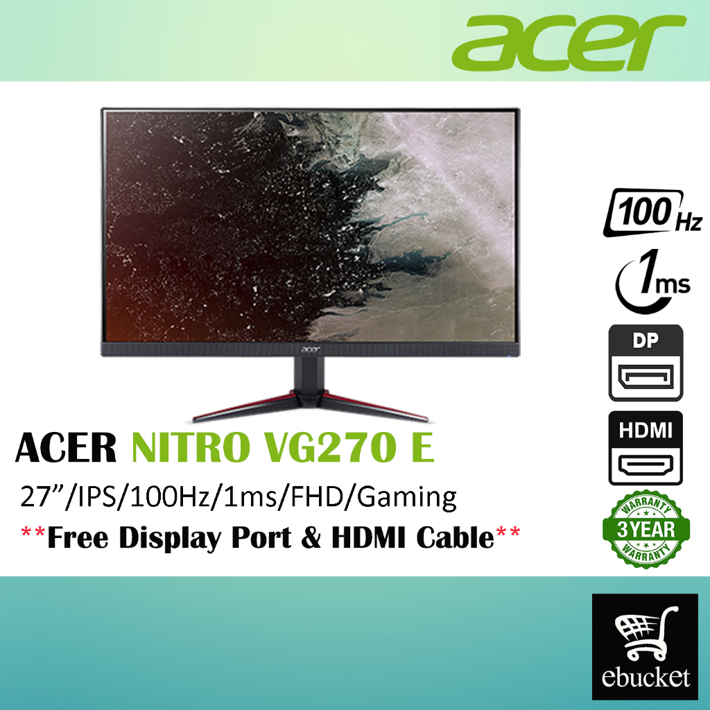 ACER Nitro VG270E VG270 E 27" IPS 100hz 1ms FHD Gaming Monitor | Shopee ...