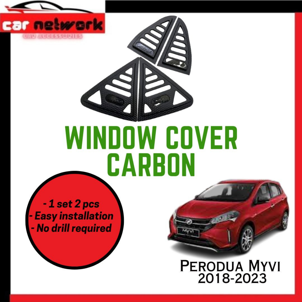 Perodua Myvi 2018-2022 Gear Up Rear Window Side Louver Cover-Carbon ...