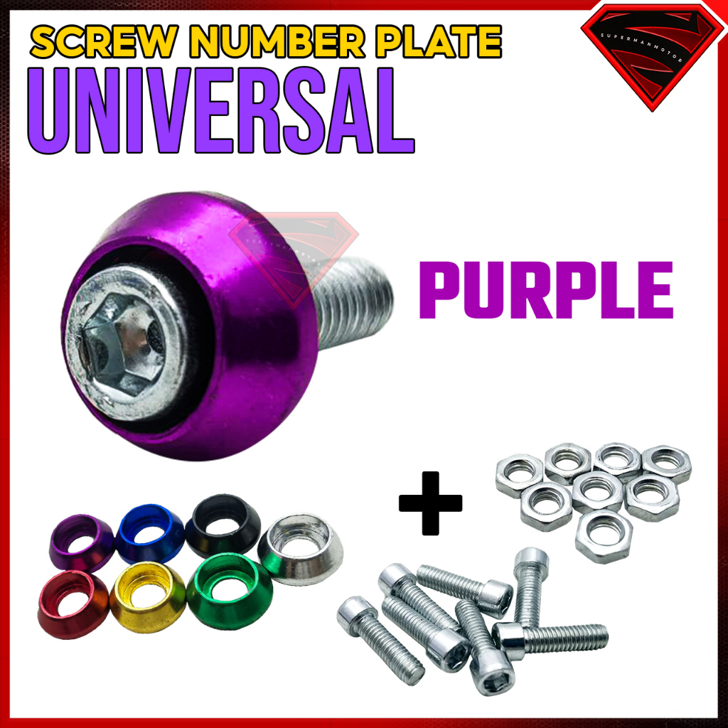 M6 NUMBER PLATE SCREW MOTOR ALLEN KEY NUT SKRU LESEN PLATE MOTORCYCLE ...