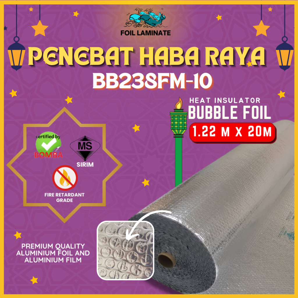 BB238FM-10 Aluminium Foil Bubble Foil (20M-L) Penebat Haba Bumbung ...