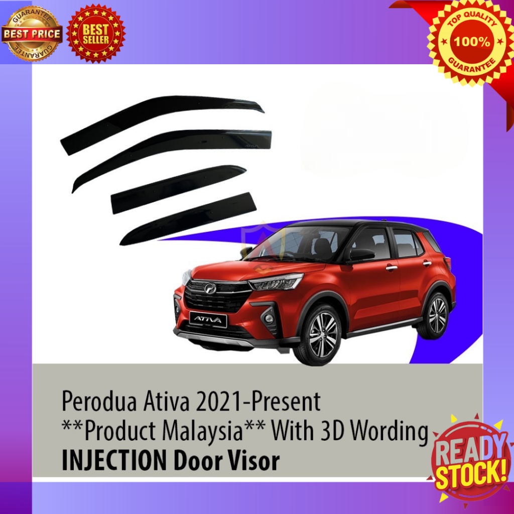 Perodua Ativa 2021- Present 4" INJECTION Door Visor With 3D Wording ...