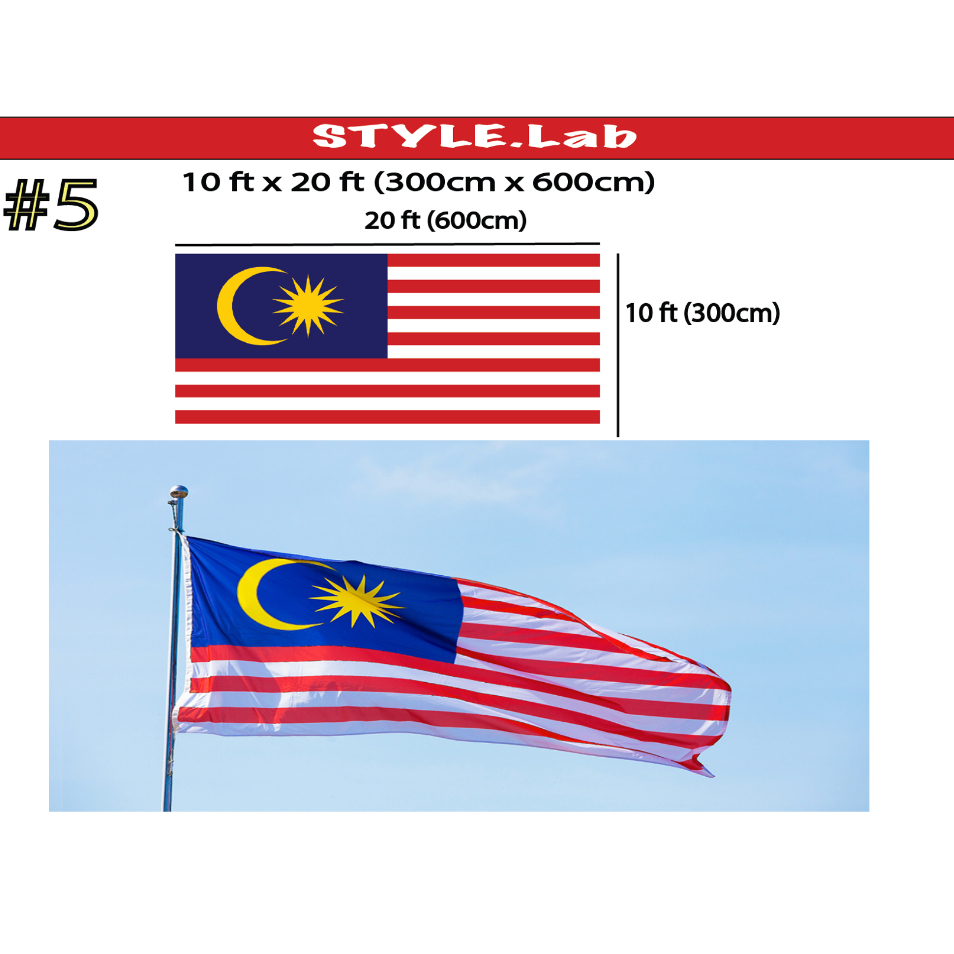 (20ft x 10ft / 3m x 6m ) Hand Sew ‼️Malaysia Flag Bendera Malaysia Big ...