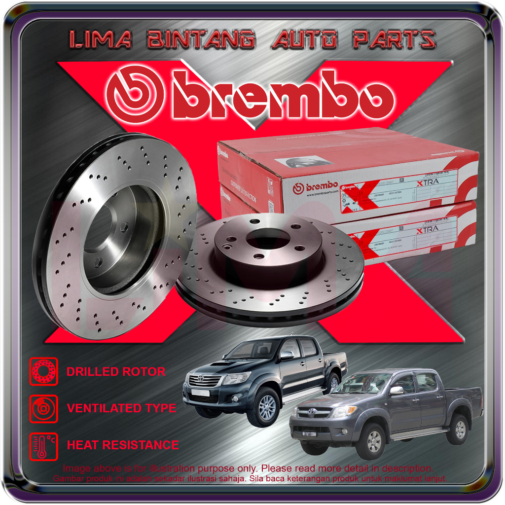 Toyota Hilux Vigo KUN25 KUN26 Front Drilled Sport Brake Disc Rotor ...