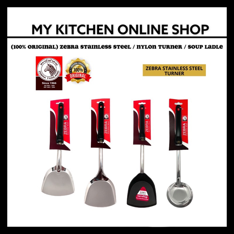 (100% Original) Zebra Stainless Steel / Nylon Turner / Soup Ladle⚡ ...
