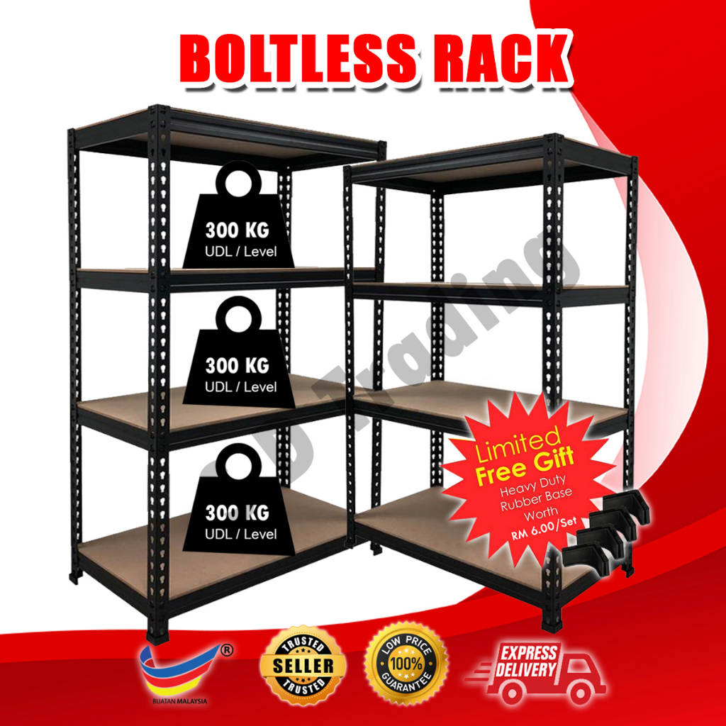 [ BLACK ] HEAVY DUTY Boltless Rack Home , Store & Warehouse Rack / Rak ...