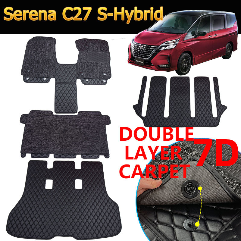 Nissan Serena C27 S-HYBRID Floor Mat (2010-Present) Serena C26 C27 2Layers Carpet 2018 2020 2021 ...