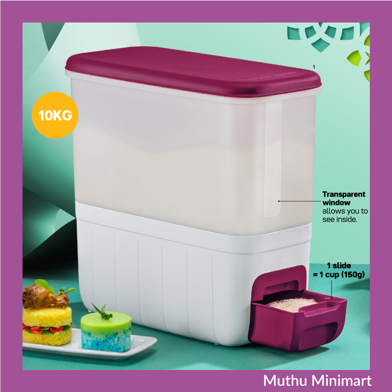 Original Tupperware | RiceSmart 10kg Rice Keeper Rice Dispenser Rice ...