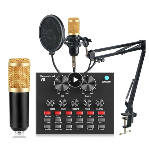 BM800 Microphone Studio Recording Kits Condenser Mic with V8 Sound Card soundcard | Shopee Malaysia