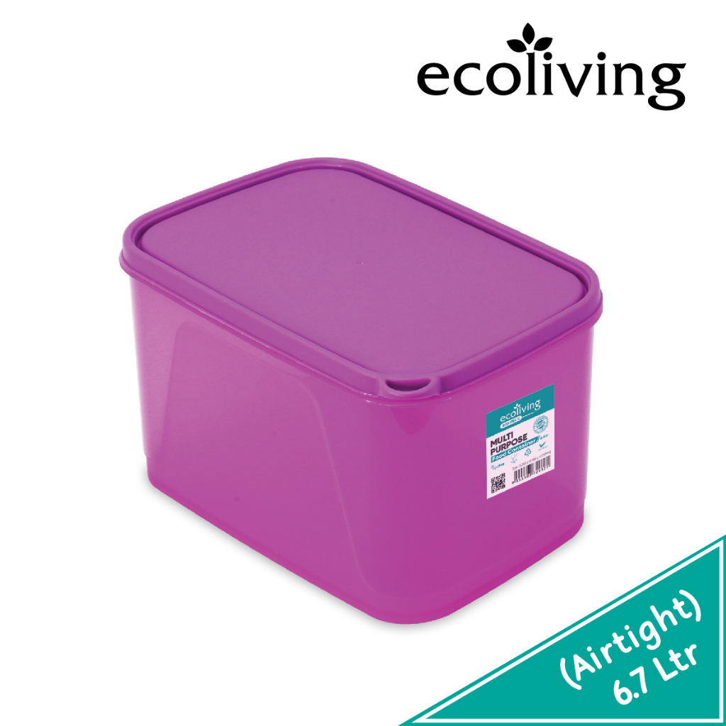 ECO LIVING 1.7/4.2/6.7Ltr Airtight Rect. Colourful Food Storage ...