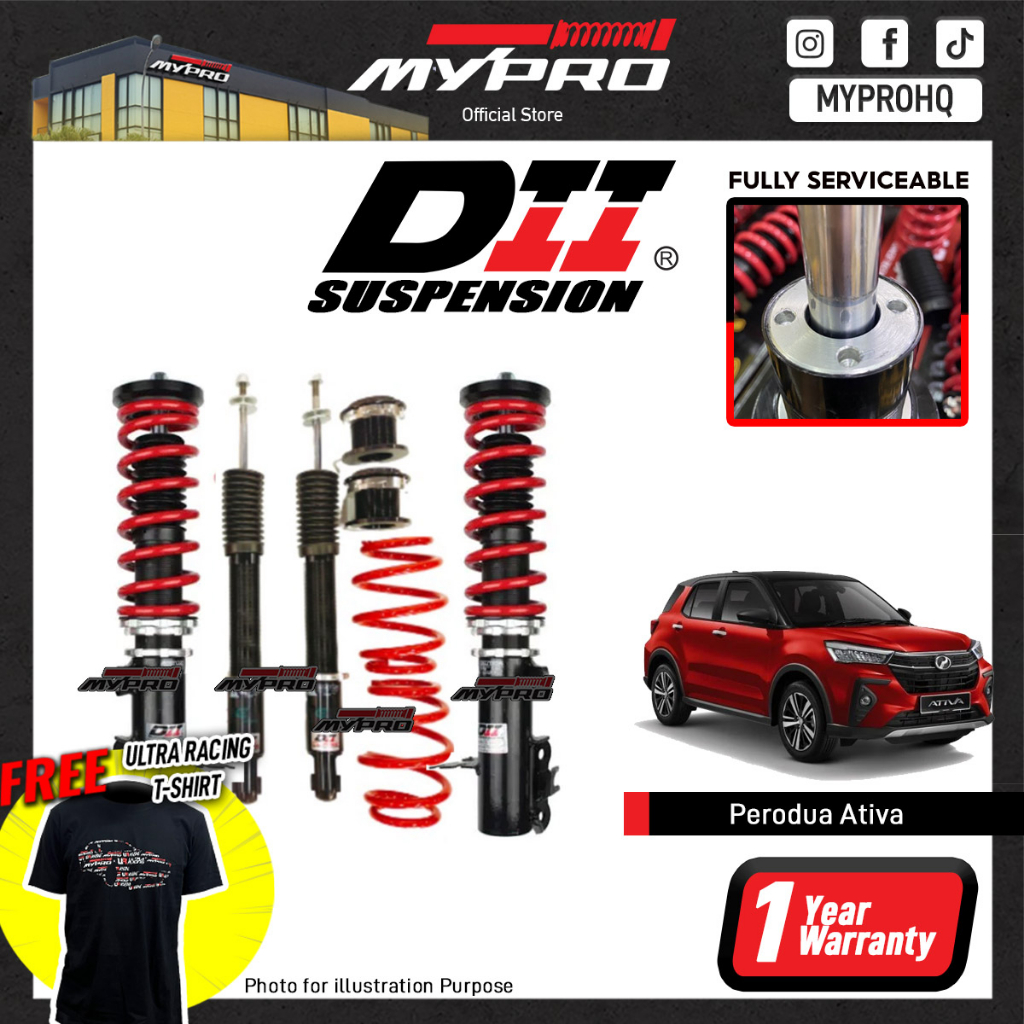 Perodua Ativa (Boleh Service) DII Adjustable Suspension Absorber High ...