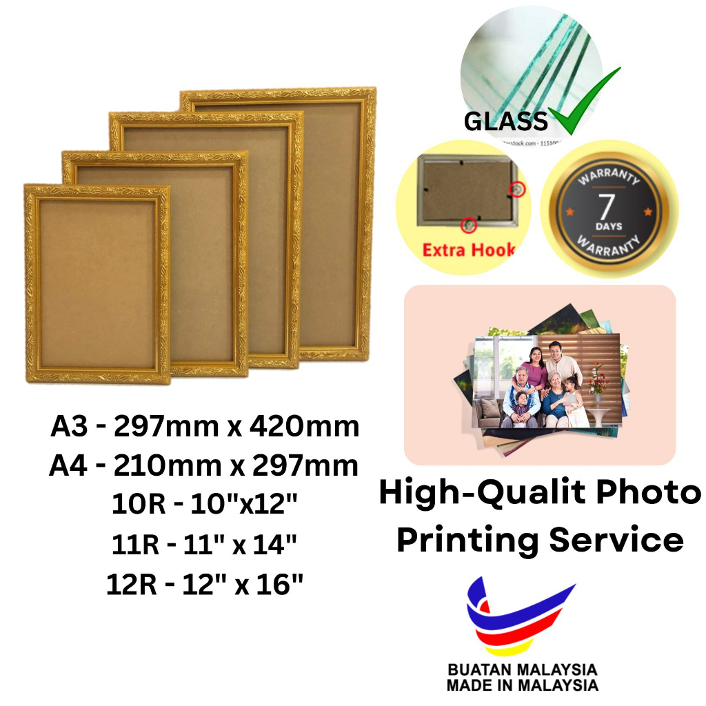 Frame Home Decor A3-12R Size Photo Frame & Service Printing Photo Gold Flower Design For Office ...