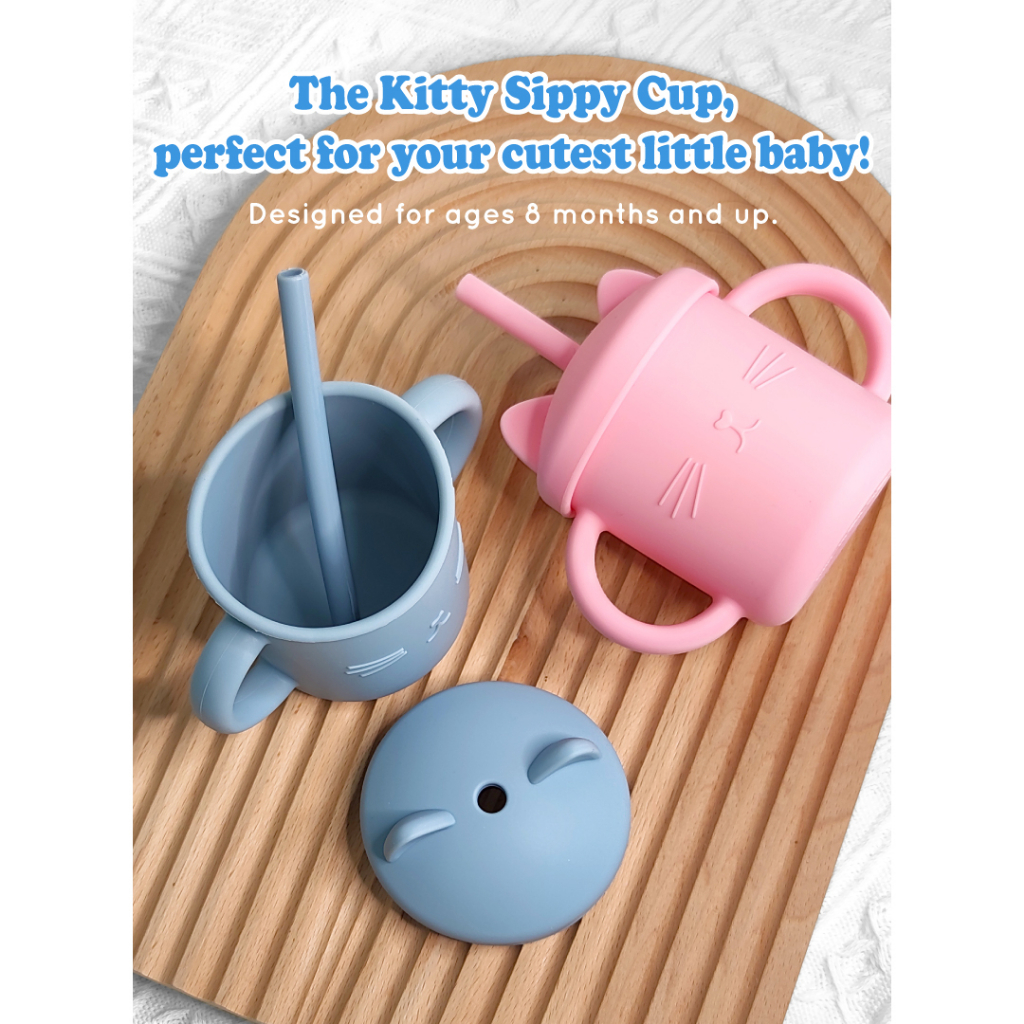 Sippy Cup Silicone Baby Kids Cup Kitty Design Food Grade Silicone ...