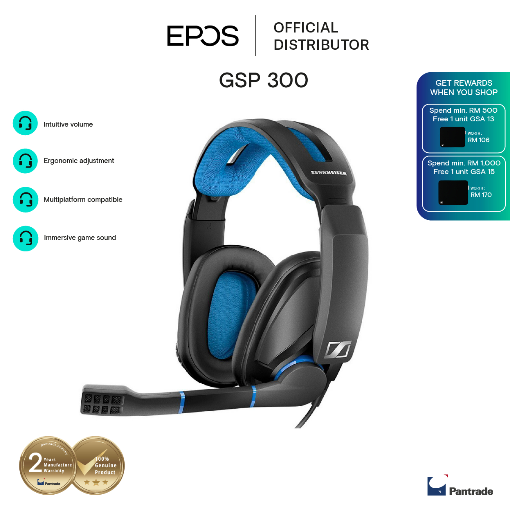 EPOS | Sennheiser GSP 300 Closed-Back Gaming Headset | Shopee Malaysia