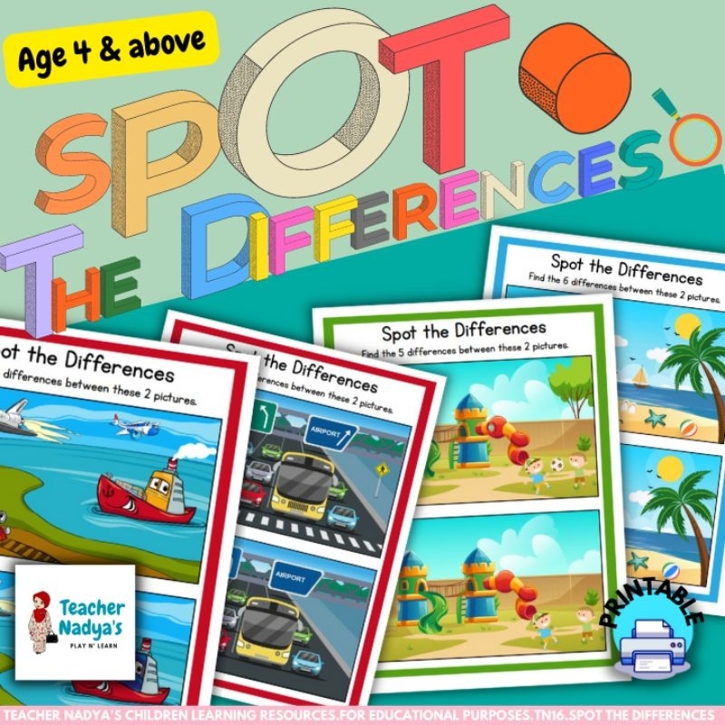 [ Printable / PDF ] Spot The Difference | TN16 | Activity Worksheet ...