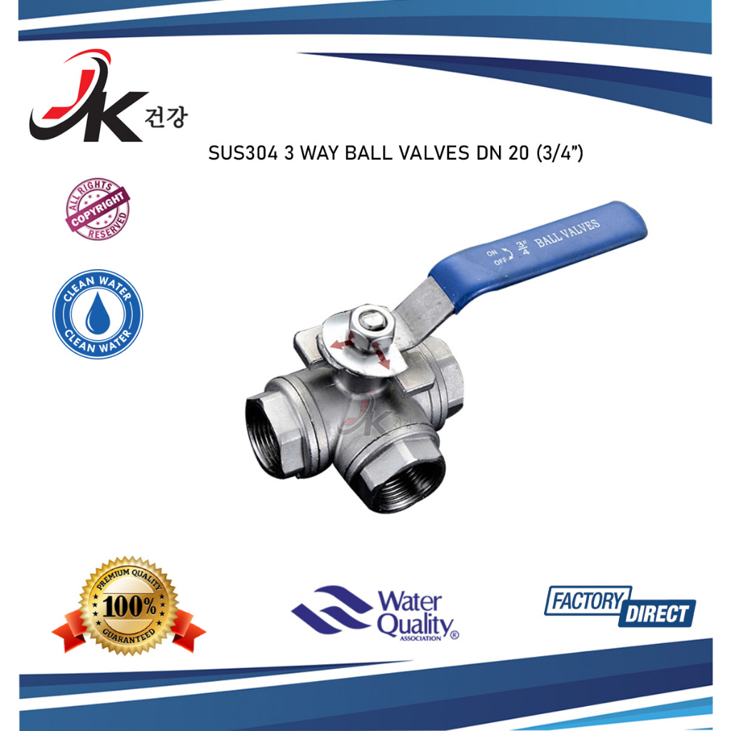 SUS304 3 Way Ball Valve Stailess steel (3 Way Ball Valve) DN 20 3/4 | Shopee Malaysia