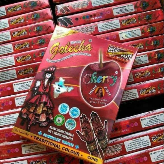 💓💋Henna-Inai Cone-Kon Golecha Cherry Merah Cantik 🎀Halal🎀 x12pcs ...