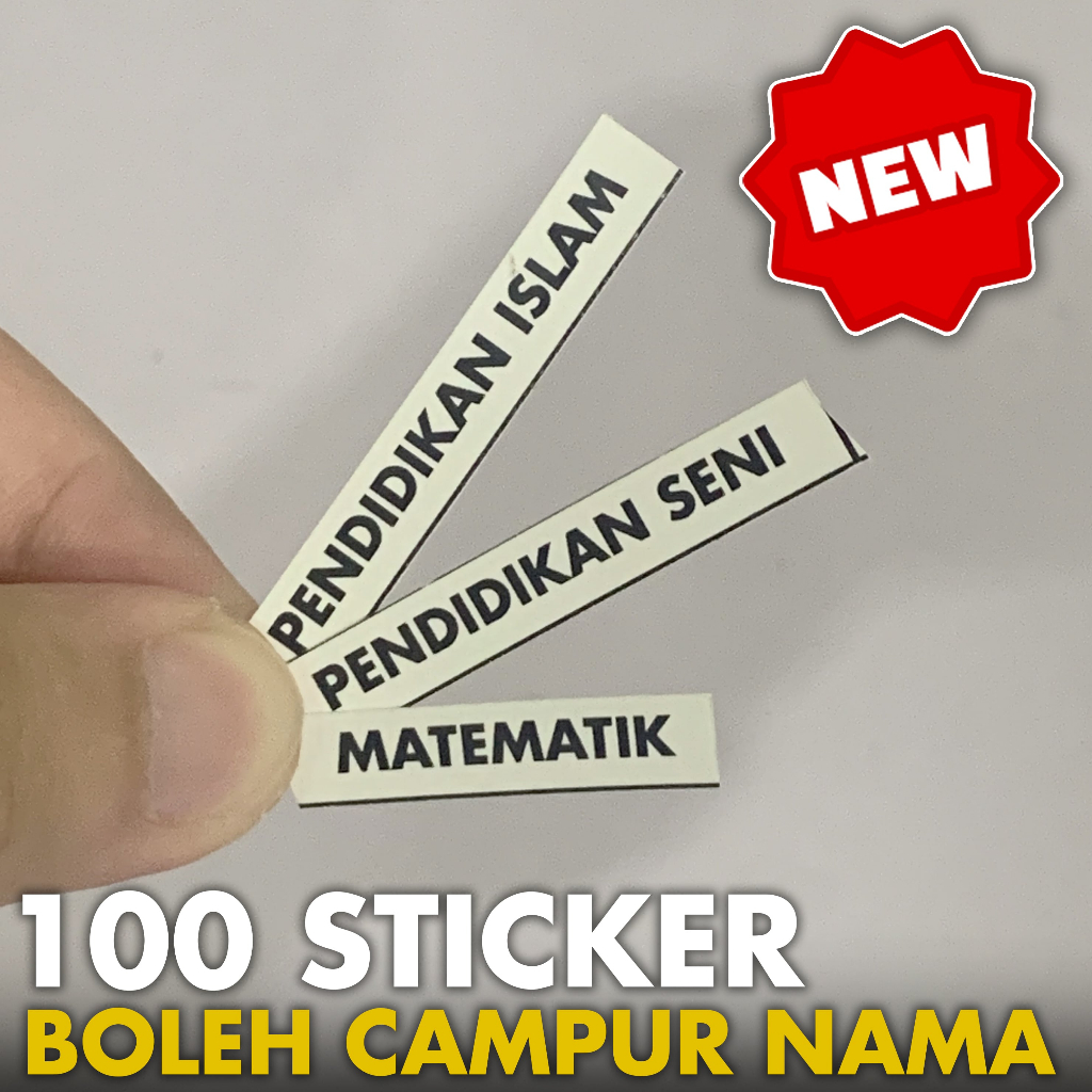 Sticker nama 100pcs, Sticker Buku, Sticker Botol Air (Boleh campur nama ...