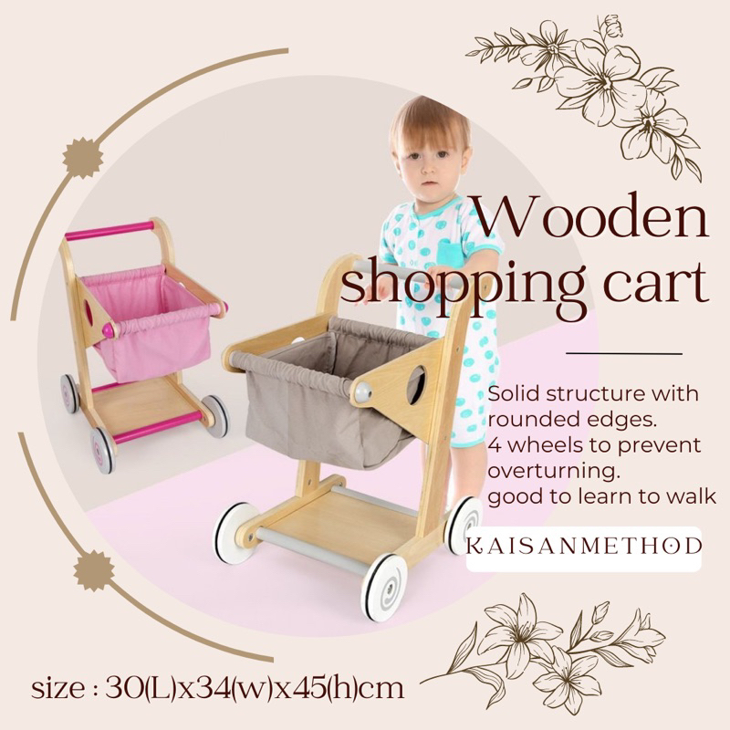 Wooden Shopping cart kids boy girl toy pretend play | Shopee Malaysia