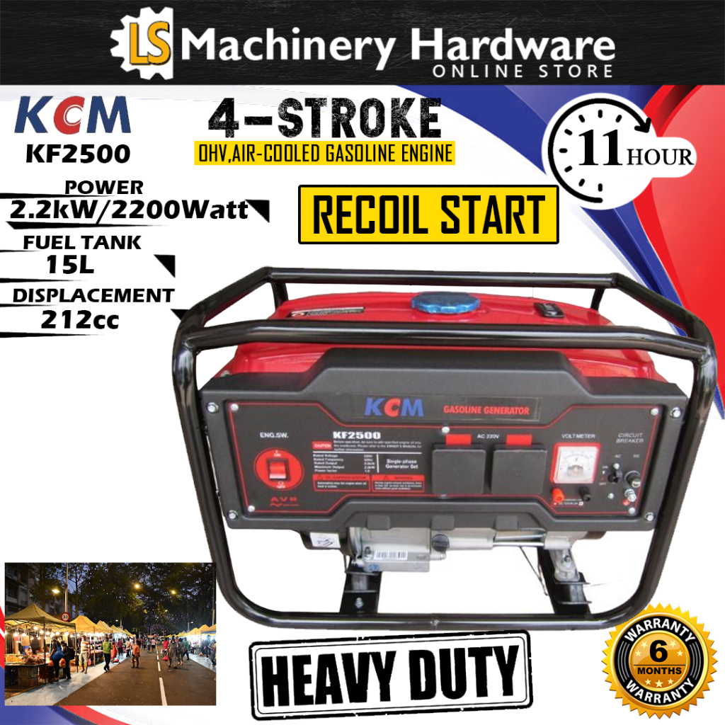 KCM 2.2kW/2200Watt Portable Gasoline Generator (4-Stroke Engine) KF2500 ...