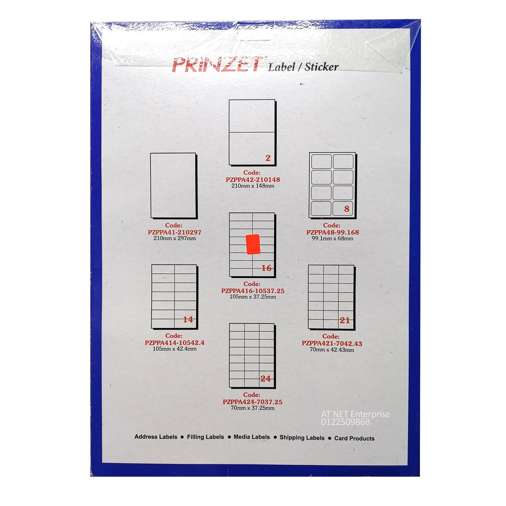 [READY STOCK] PRINZET A4 LABEL STICKER 100 SHEETS FOR LASER / INKJET ...