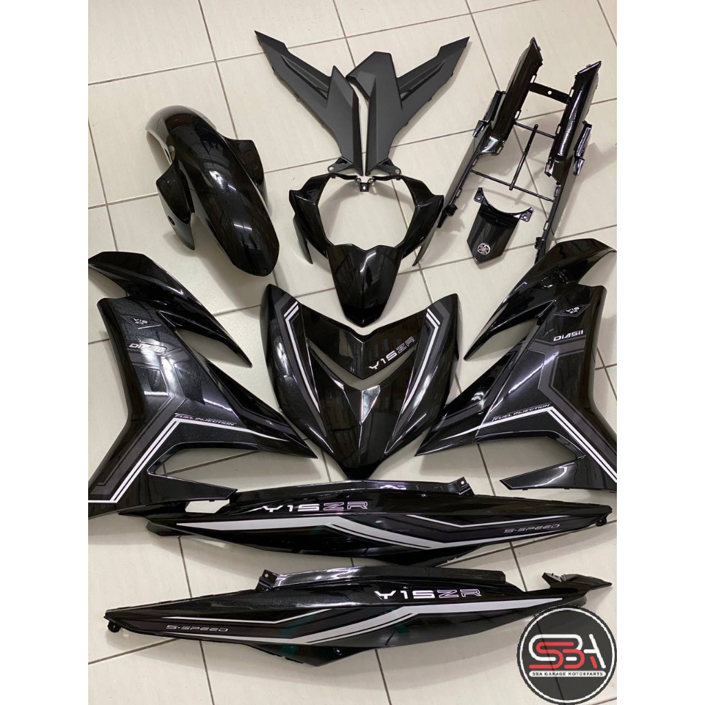 COVERSET Y15ZR V1 V2 V3 MATELIC BLACK HITAM SD16 PATTERN LINE PREMIUM ...