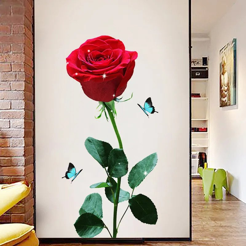 Large Rose Living room decoration 3d rose giant flower wall decal ...