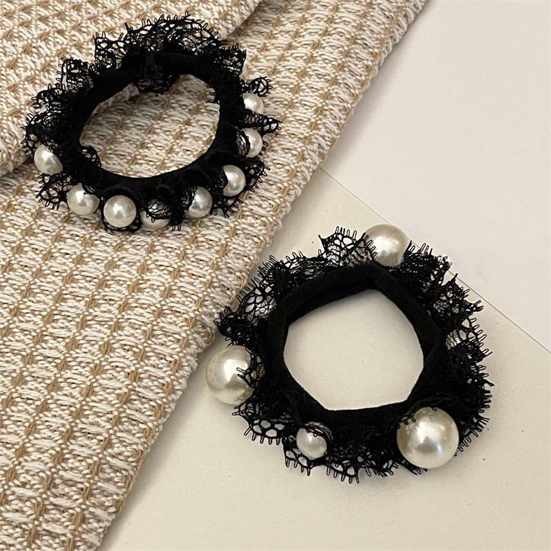 Pearl Hairband Black Hair Tie Elegant Pearl Hair Rope 珍珠发圈 蕾丝发绑 Ikat ...