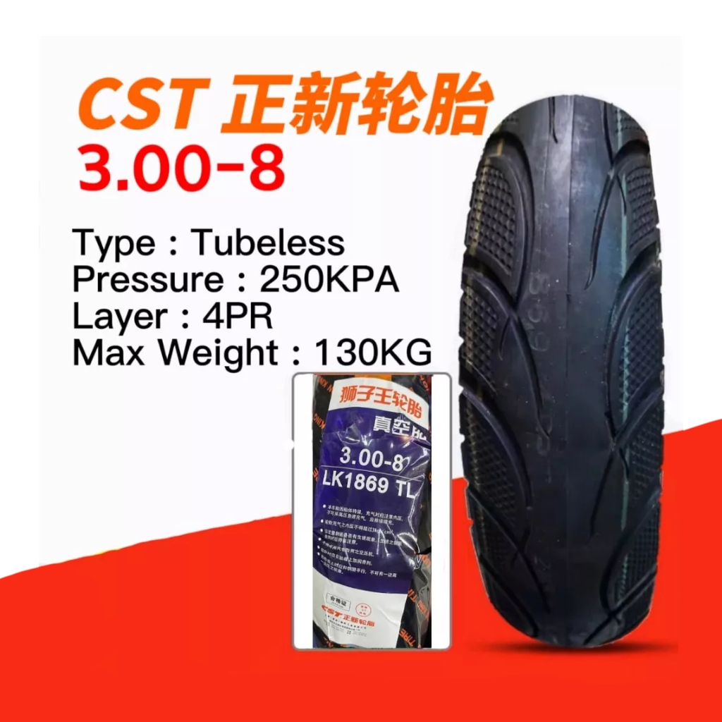CST 3.00-8 (13X3) TUBELESS TYRE WHEELBOROW TAYAR KERETA SORONG TIRE ...