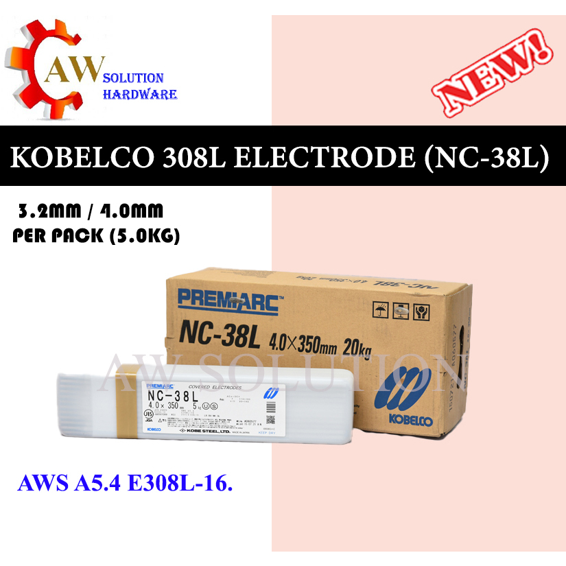 Kobelco 308L Electrode (NC-38L) 2.6MM/ 3.2MM/ 4.0MM per pack (5.0kg ...
