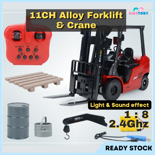 11CH Alloy 1:8 RC Forklift Remote Control 2.4Ghz RC Construction Truck ...
