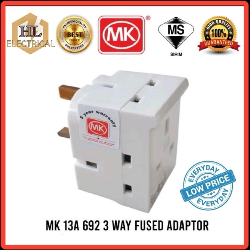 MK 692 13 AMP 3 WAY ADAPTOR SIRIM (BAKELITE) | Shopee Malaysia