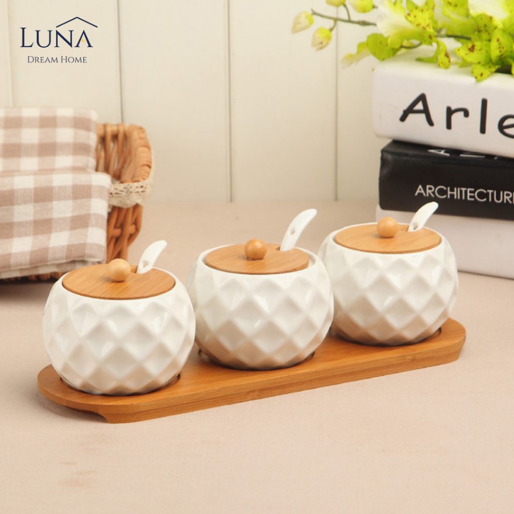 LUNA [Zeal Spherical Spice Jar] 3 in 1 Japanese Style 3 in 1 Household ...