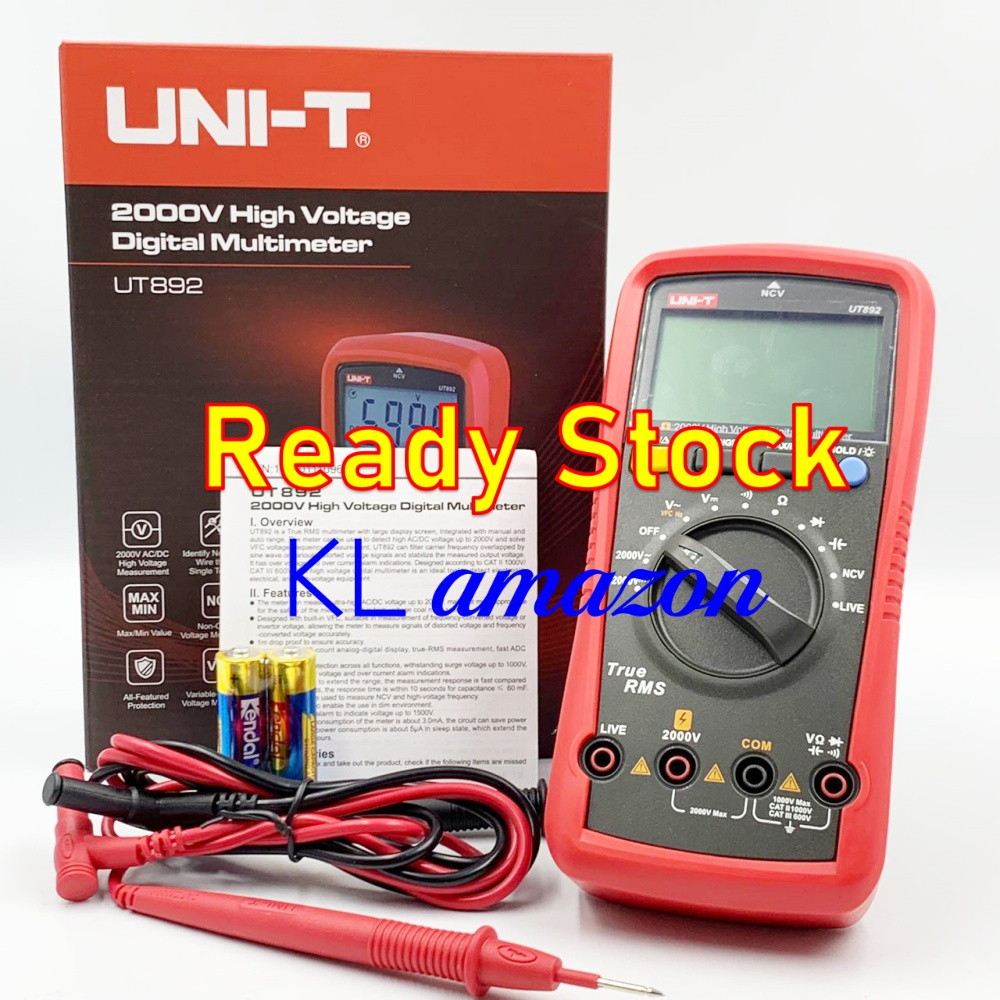 UNI-TREND UT892 MULTIMETER 2000V AC/DC High Voltage Digital Multimeter ...