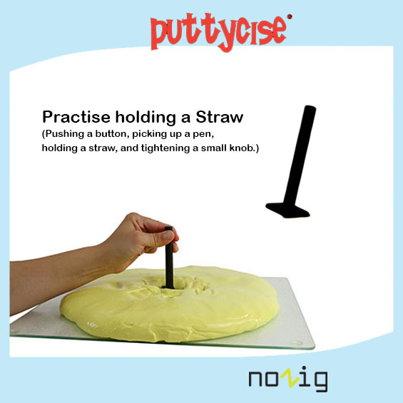 Puttycise Theraputty Tool Peg Turn holding a straw I pushing a button I ...