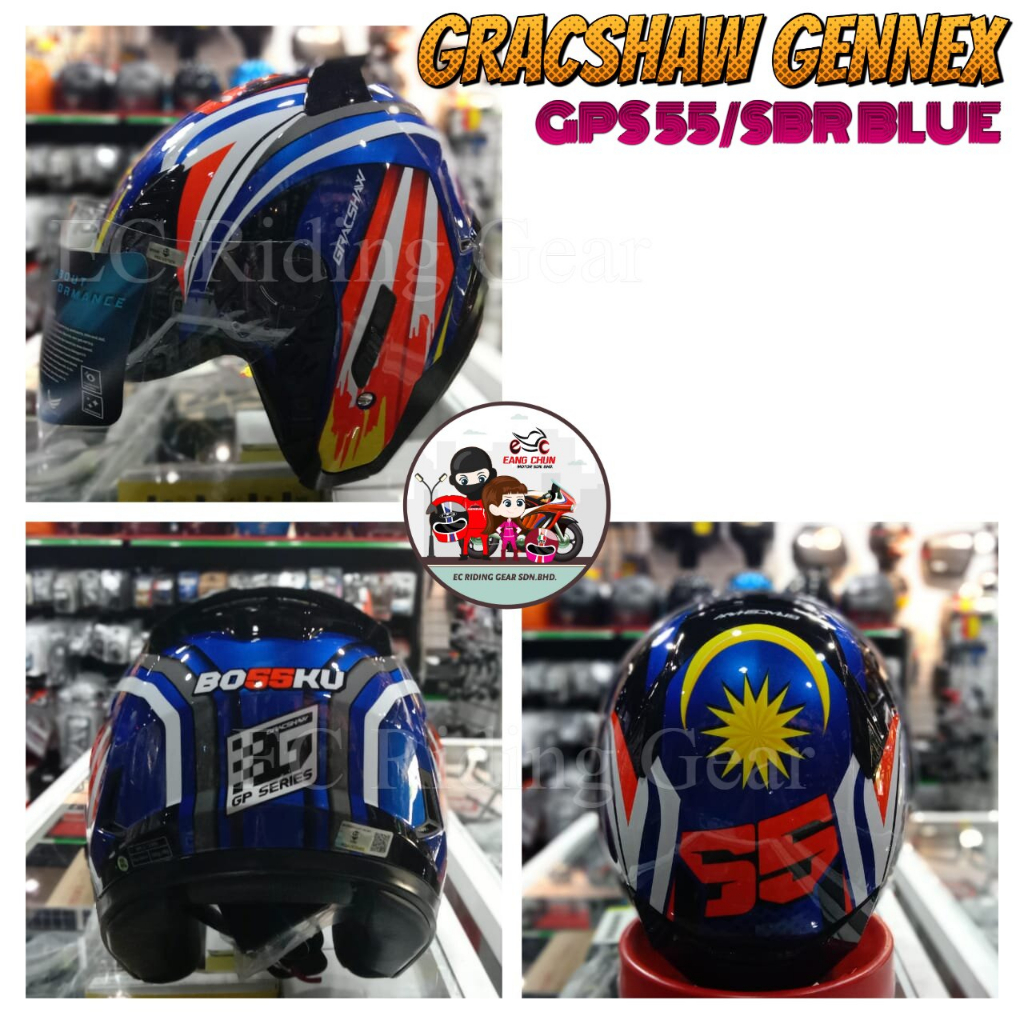 NEW * !! BIG SALES !! HELMET GRACSHAW GENNEX GPS 20/SBR BLUE GPS DOUBLE ...