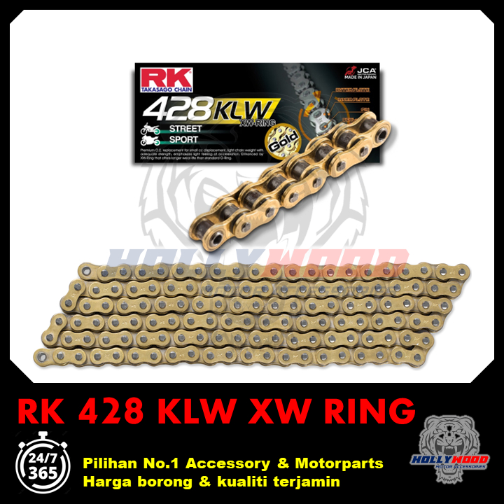RK 428 KLW XW-RING 132L SUPERBIKE GOLD CHAIN RANTAI EMAS XW-RING RK TAKASAGO JAPAN HEAVY DUTY ...